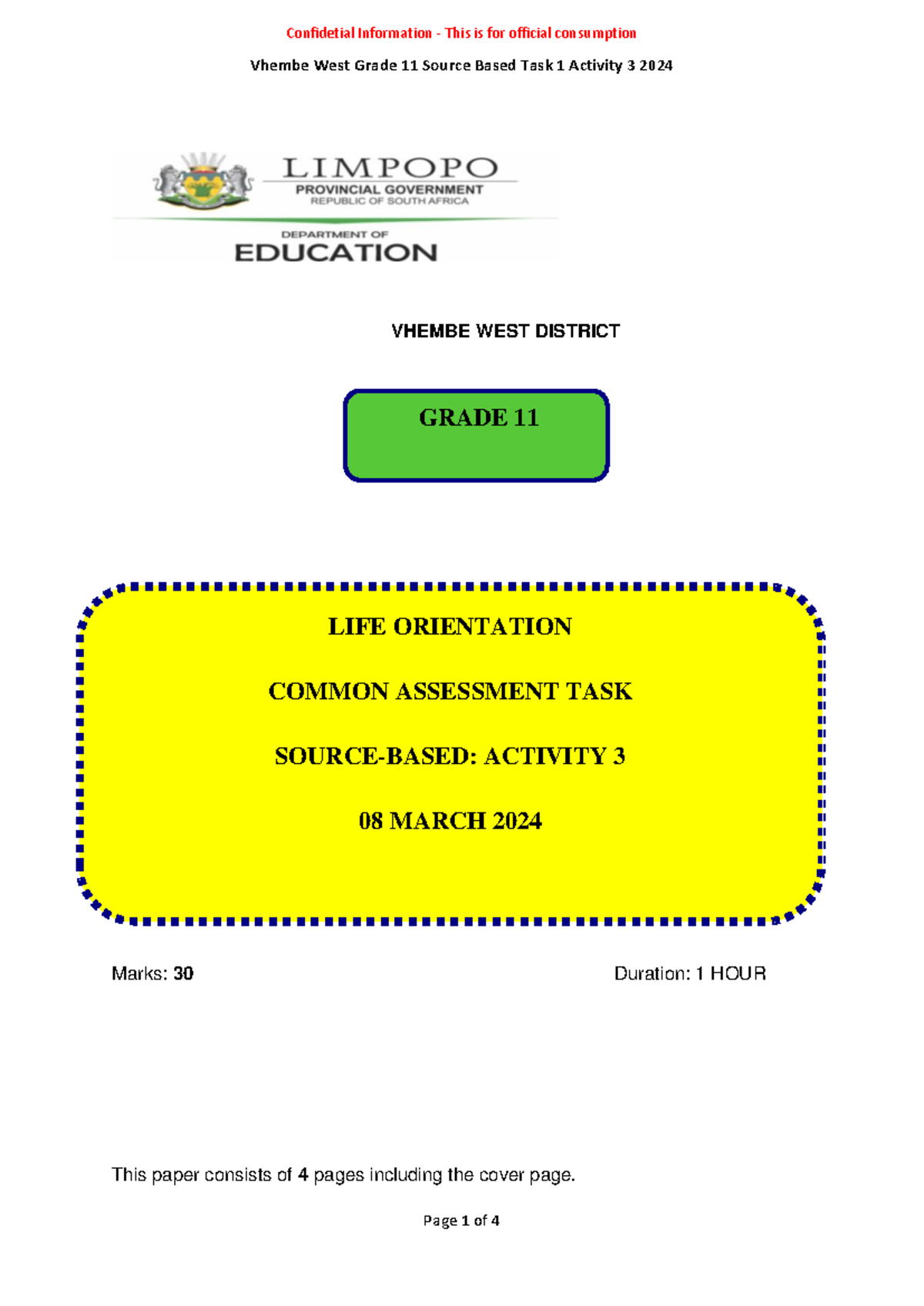 LO Grade 11 TASK 1 Activity 3 - Vhembe West Grade 11 Source Based Task ...