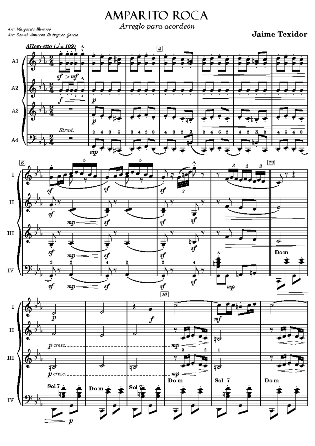 Imslp 835235-PMLP840335-Amparito Roca (Arr - Jaime Texidor Arreglo para ...