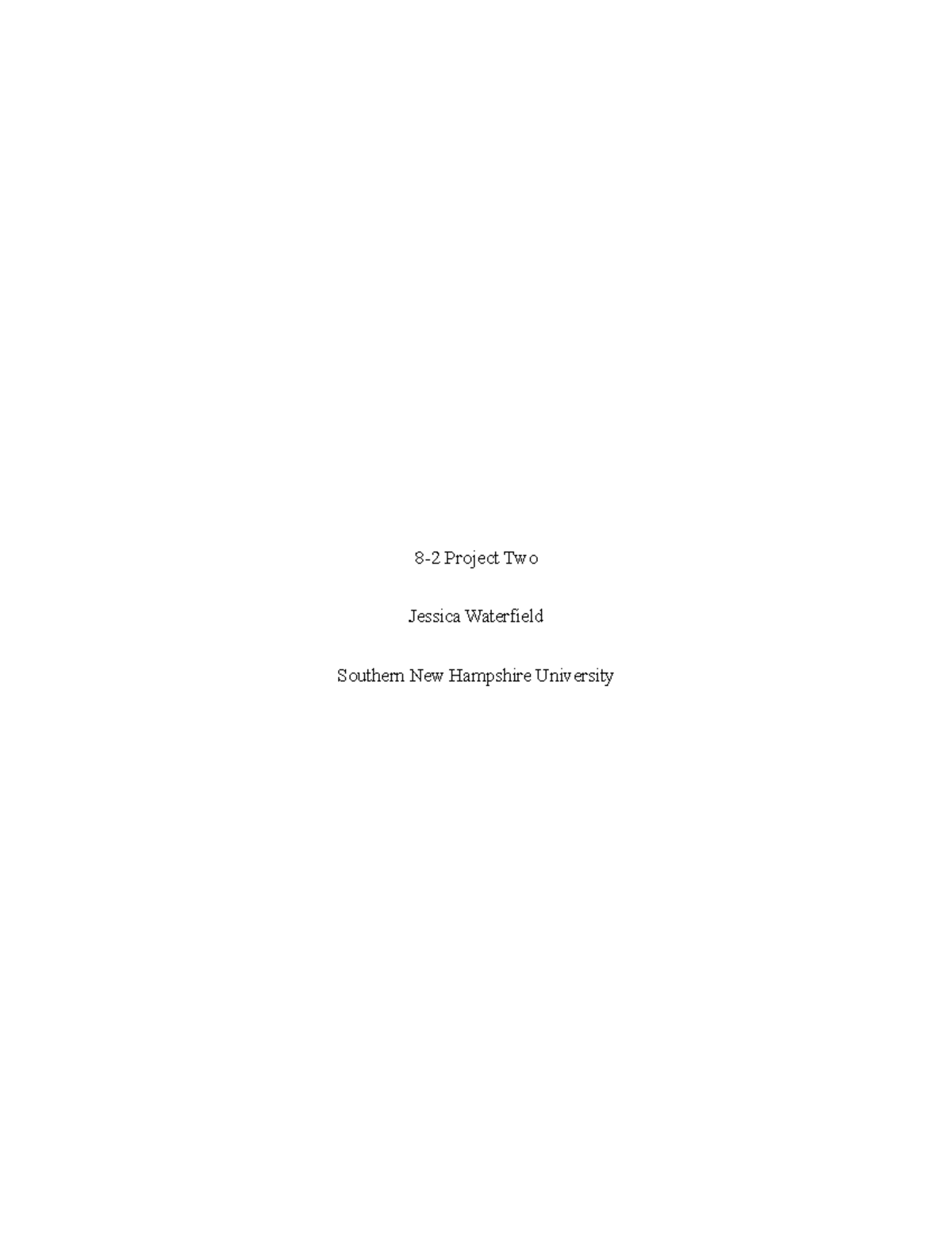 Module 8 Essay - N/A - 8-2 Project Two Jessica Waterfield Southern New ...