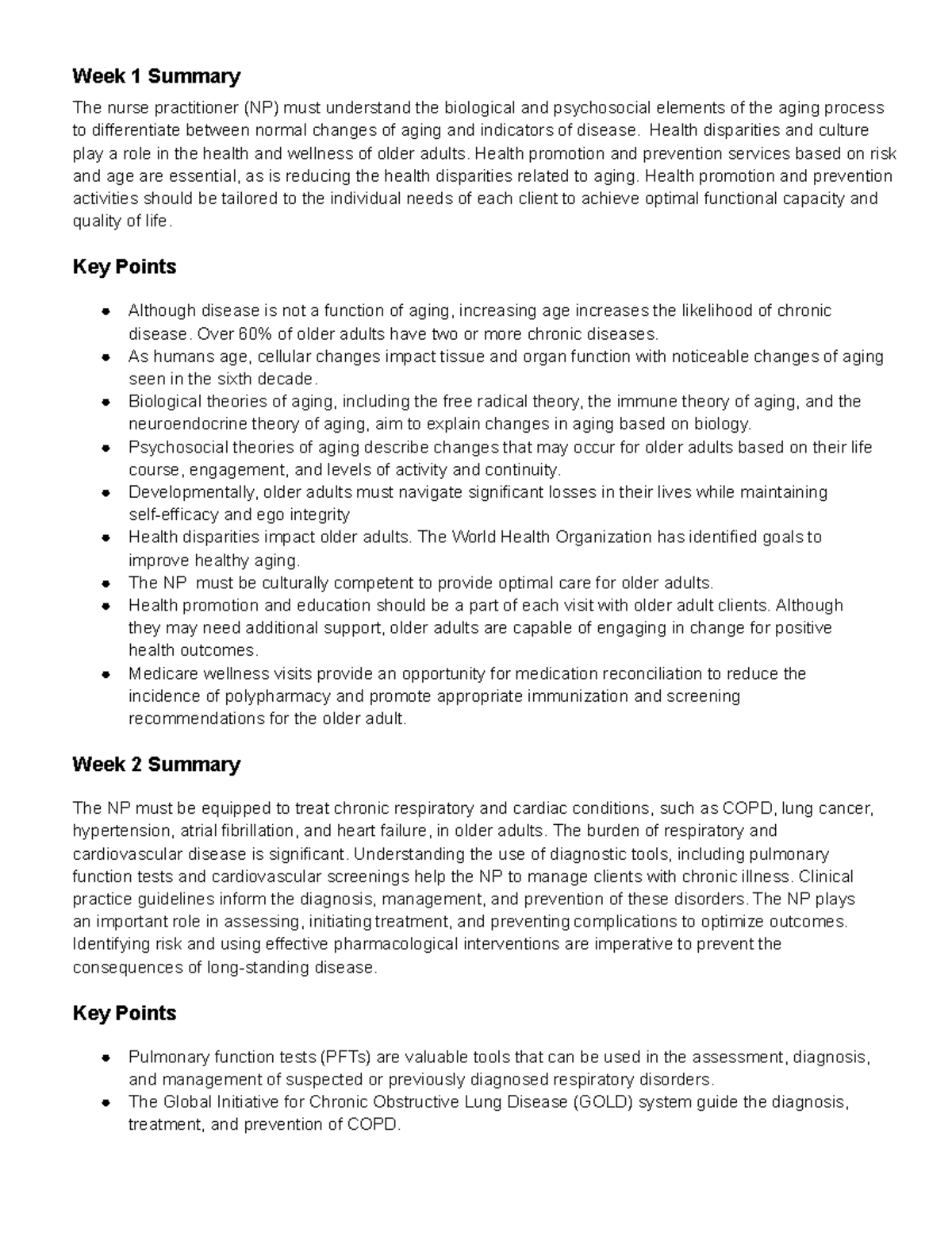 Midterm Chapters Key Points - Week 1 Summary The nurse practitioner (NP ...