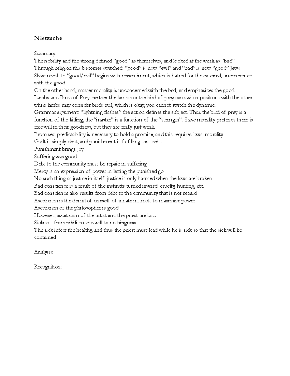 Neitzsche's philosophy - Nietzsche Summary: The nobility and the strong ...