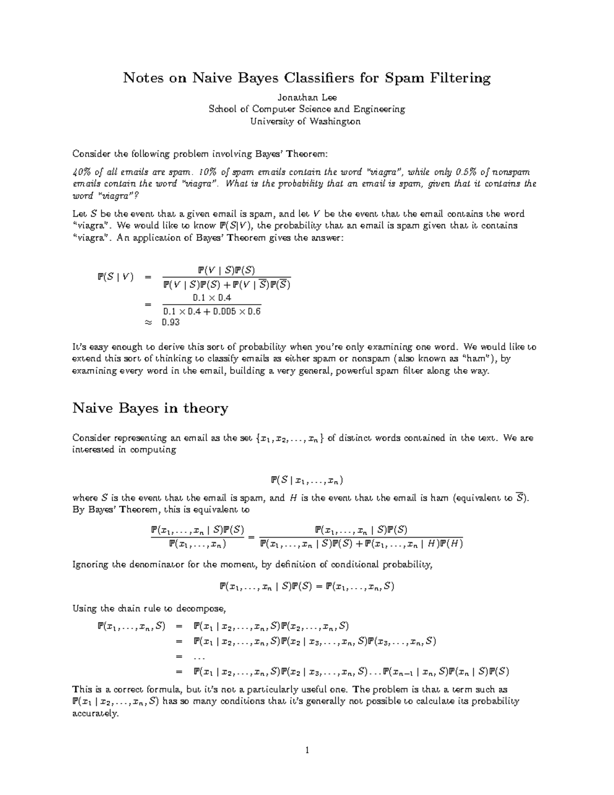 Naivebayesnotes - Machine learning - Notes on Naive Bayes Classifiers ...