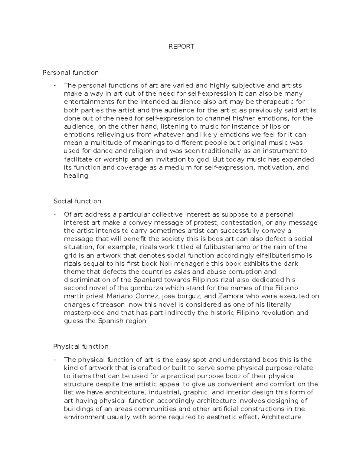 Report - GOOD DAY - REPORT Personal function The personal functions of ...