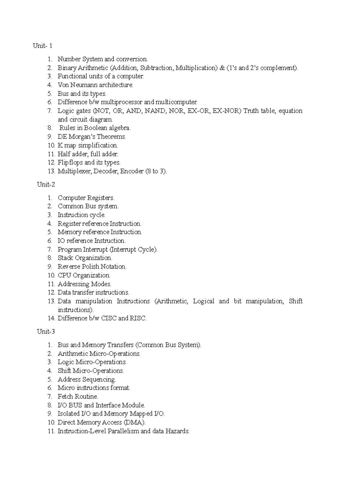 CA important Unitwise Question - Unit- 1 Number System and conversion ...