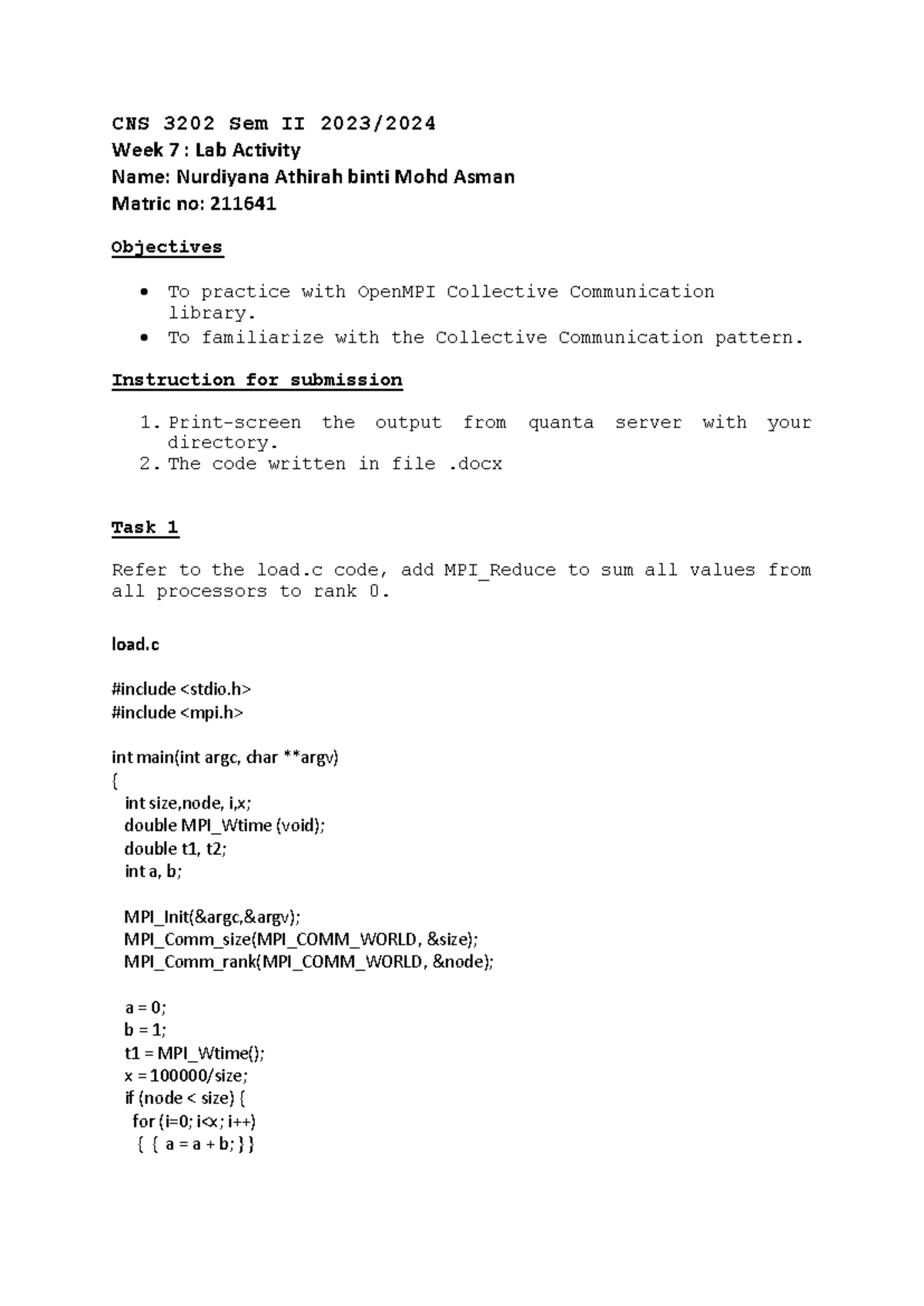 CNS 3202 - Lab Assignment 3(diyana athirah - 211641) - CNS 3202 Sem II ...