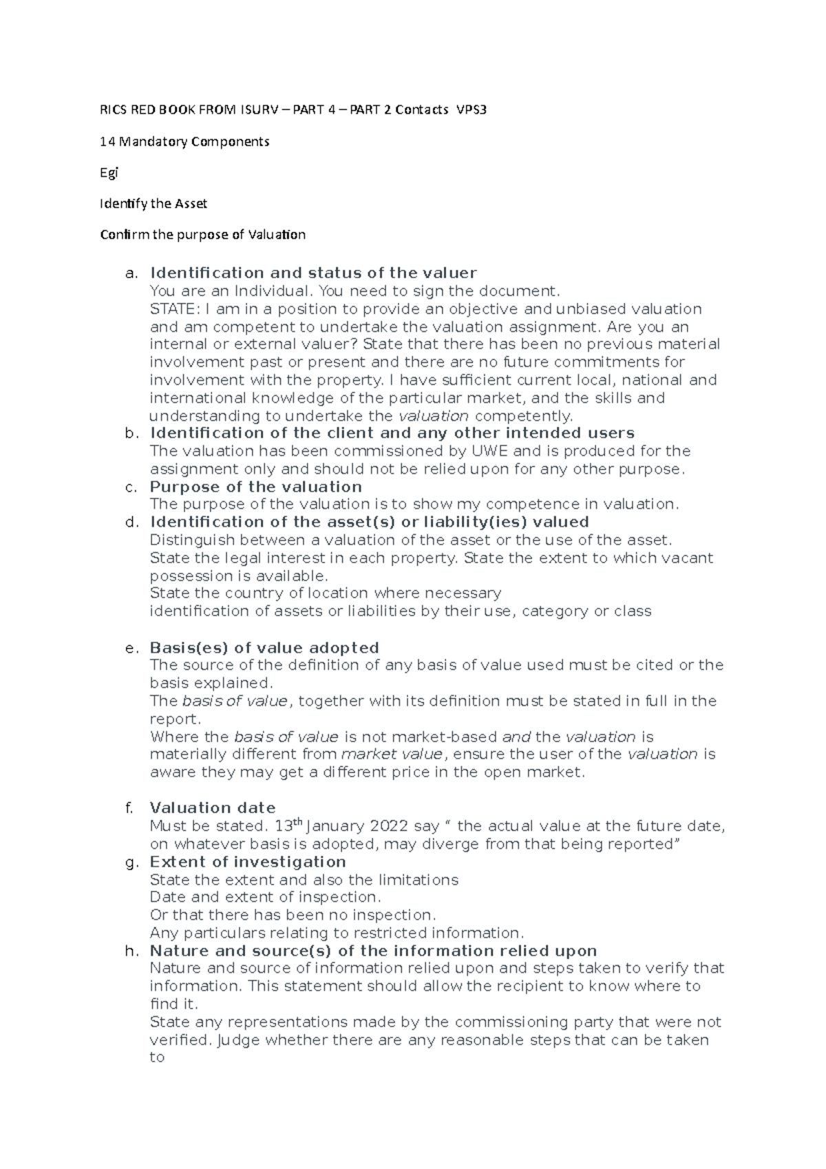 Valuation Template Redbook - RICS RED BOOK FROM ISURV – PART 4 – PART 2 ...