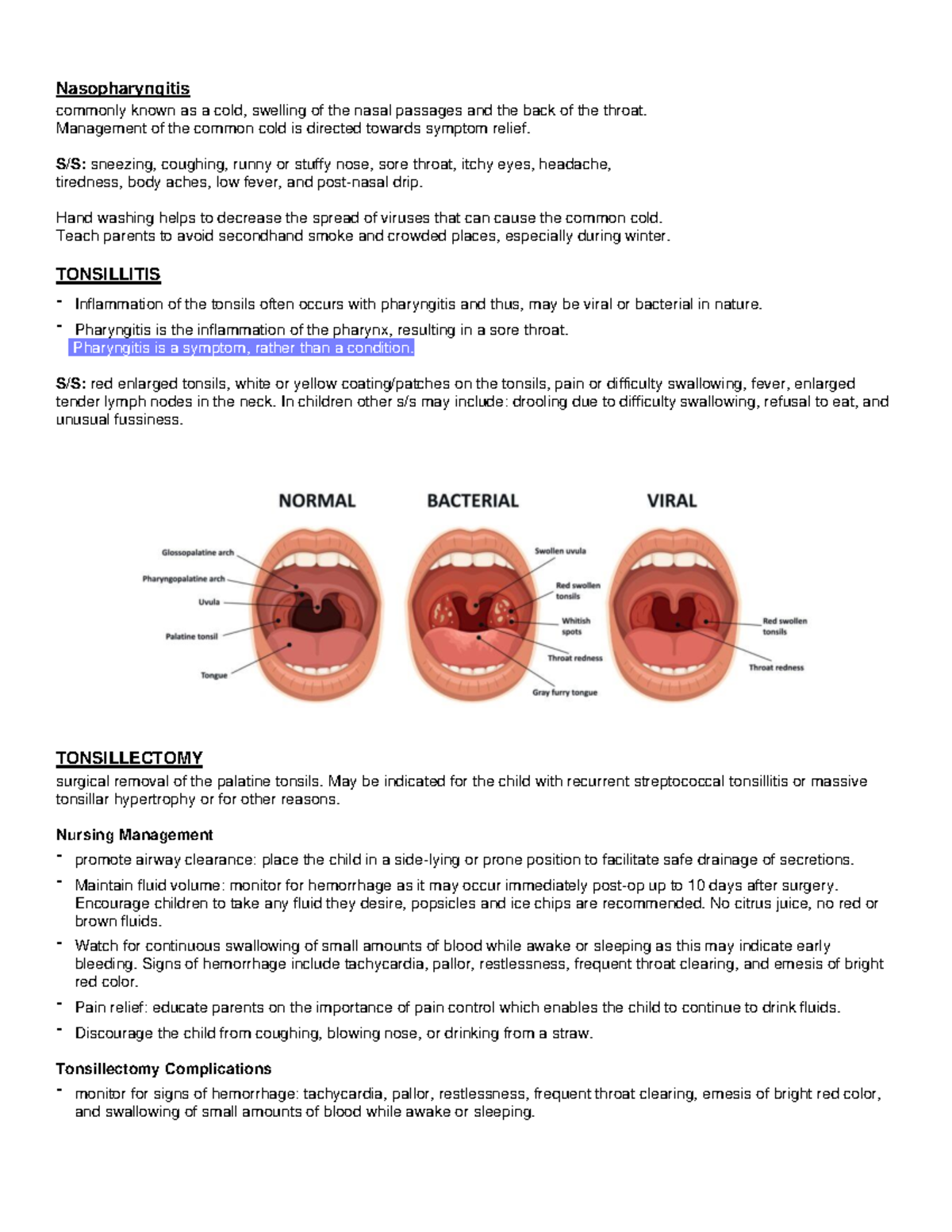 EXAM 1 BP PDF - Study guide of first exam - Nasopharyngitis commonly ...