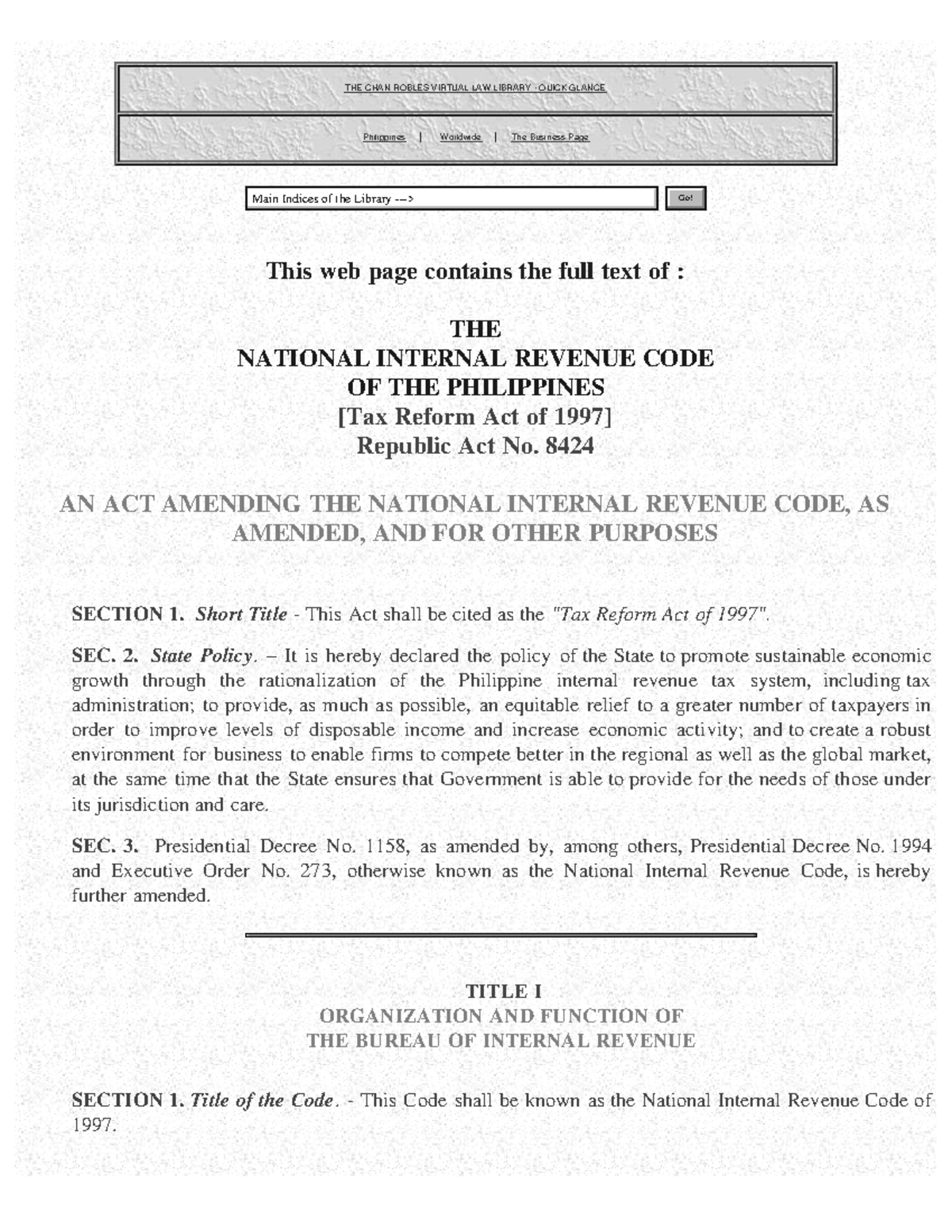 National Internal Revenue Code (NIRC) - THE CHAN ROBLES VIRTUAL LAW ...
