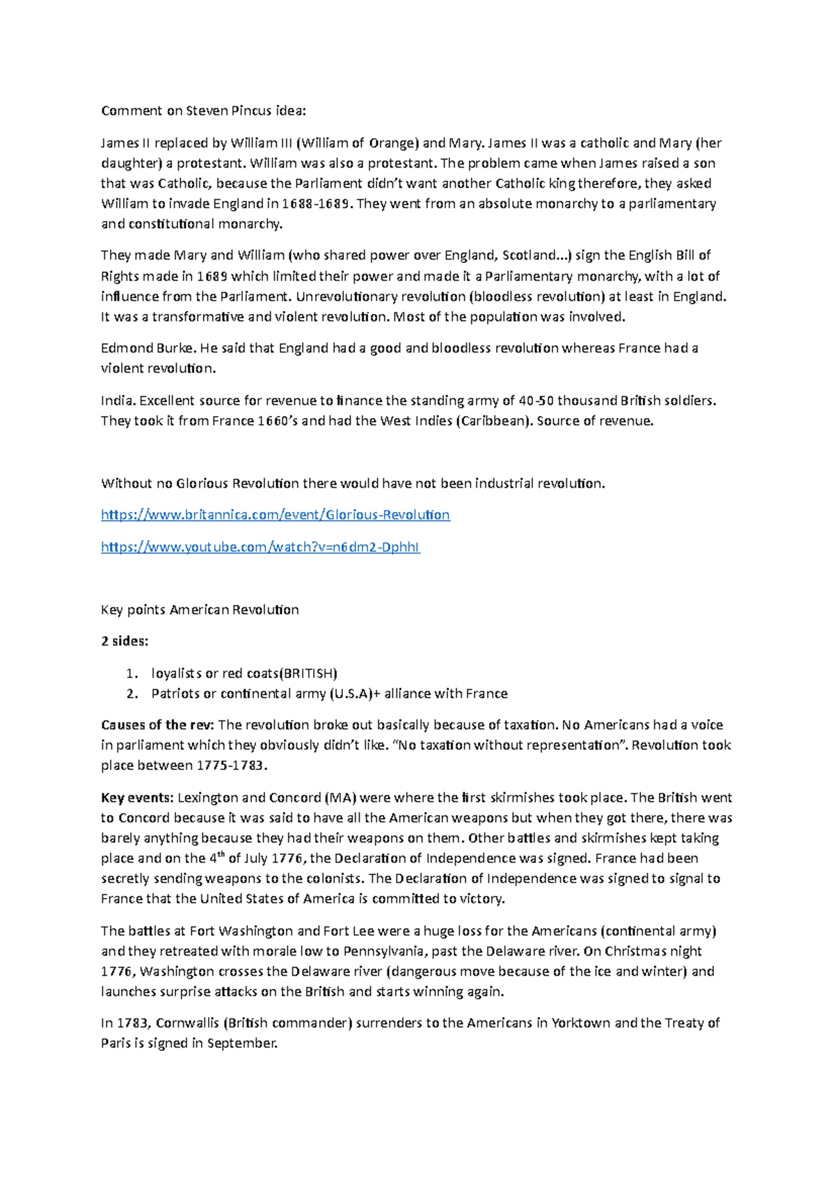History Glorious REV - Apuntes de historia - Comment on Steven Pincus ...