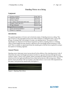 Lab 1- Standing Waves on a String Calculations and Conclusions - Prof ...