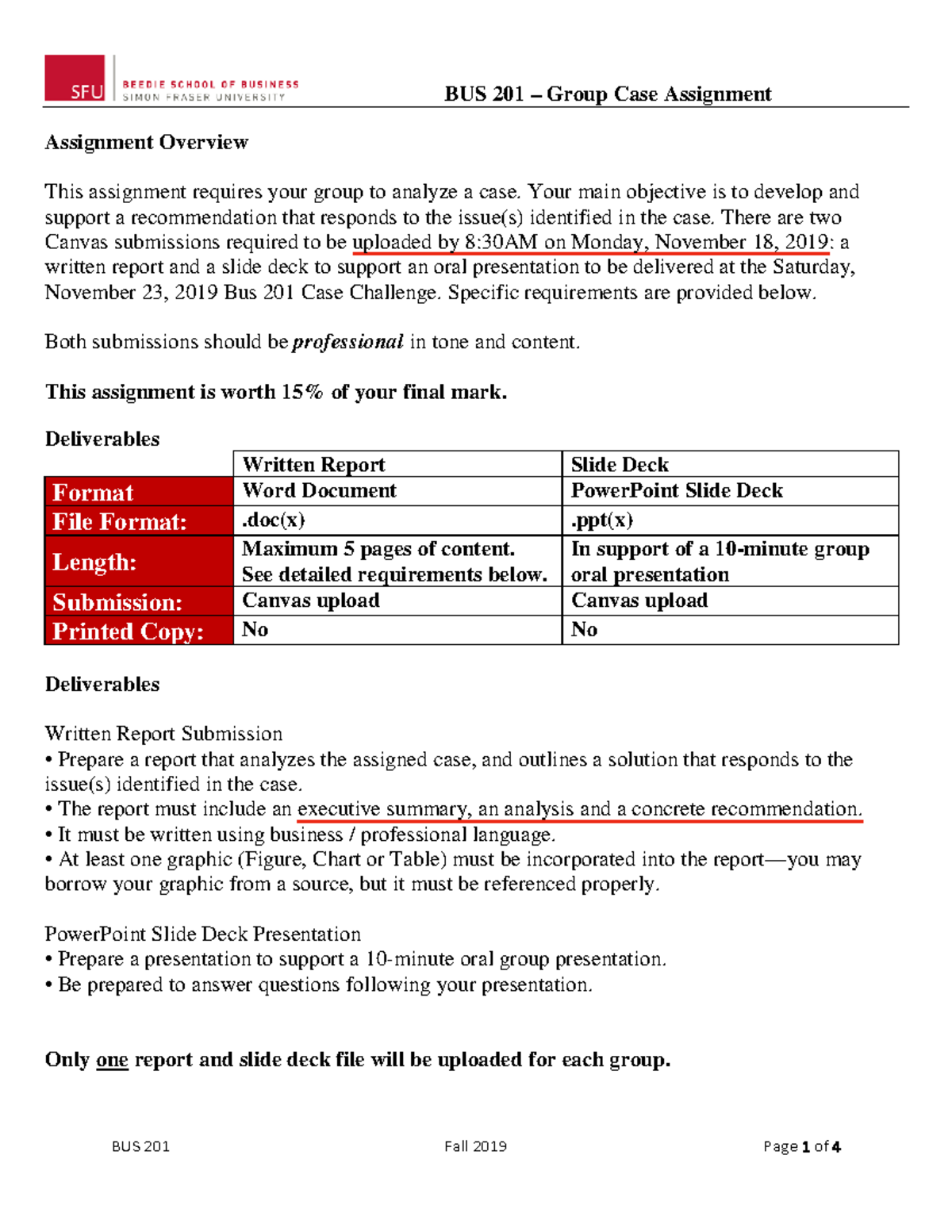 Group Case Assignment Instructions - Assignment Overview This ...