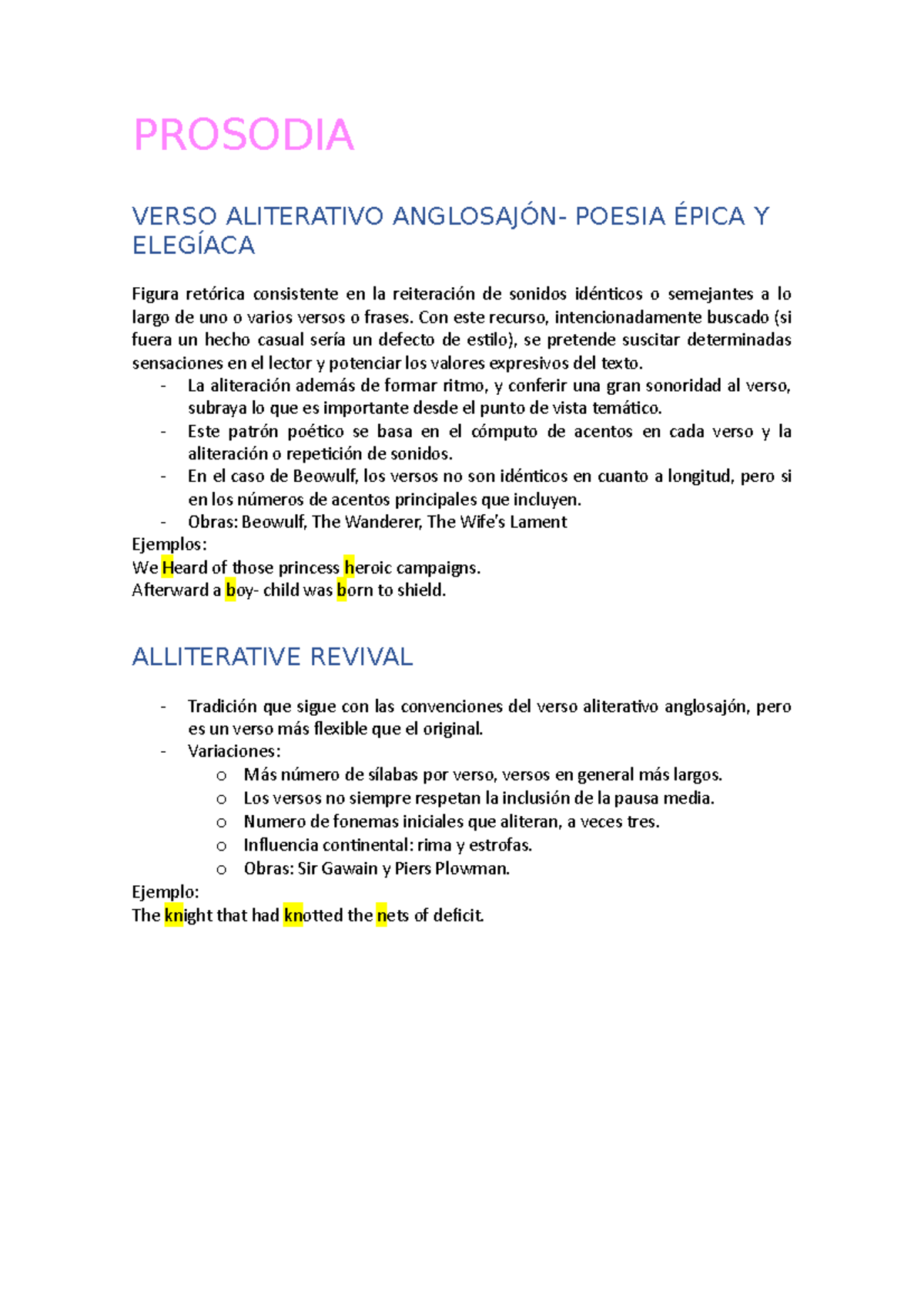 Prosodia - PROSODIA VERSO ALITERATIVO ANGLOSAJÓN- POESIA ÉPICA Y ...
