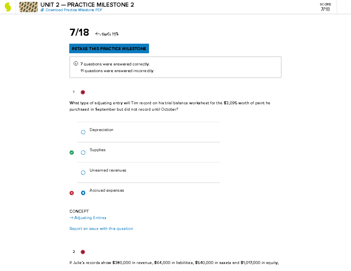 Sophia acc 201 financial accounting practice milestone 2-2 - 1 CONCEPT ...