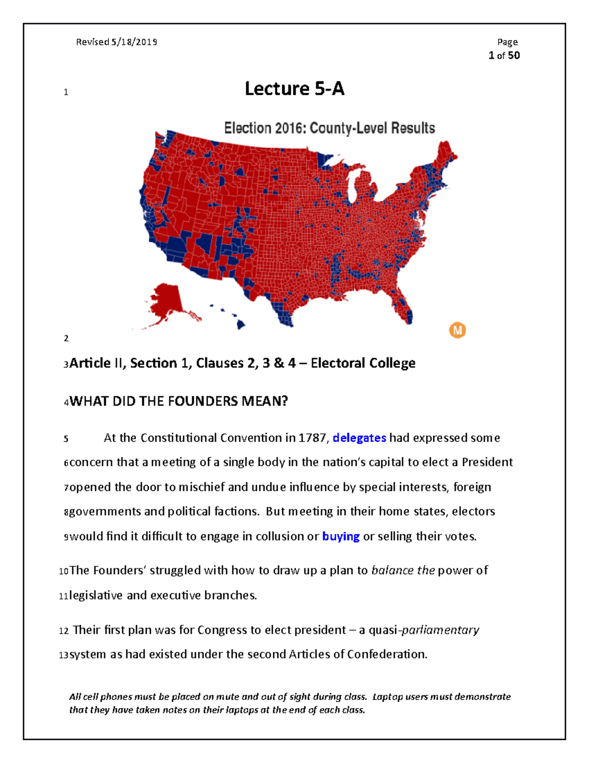Lecture 5 A Notes 1 Of 50 Lecture 5 A Article II Section 1 Clauses lecture-5-a-notes-1-of-50-lecture-5-a-article-ii-section-1-clauses