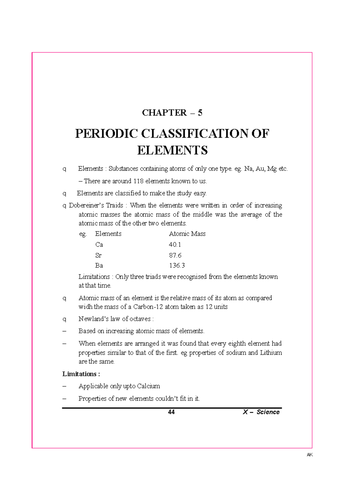 Chemistry notes 05 Periodic Classification of Elements - AK CHAPTER – 5 ...