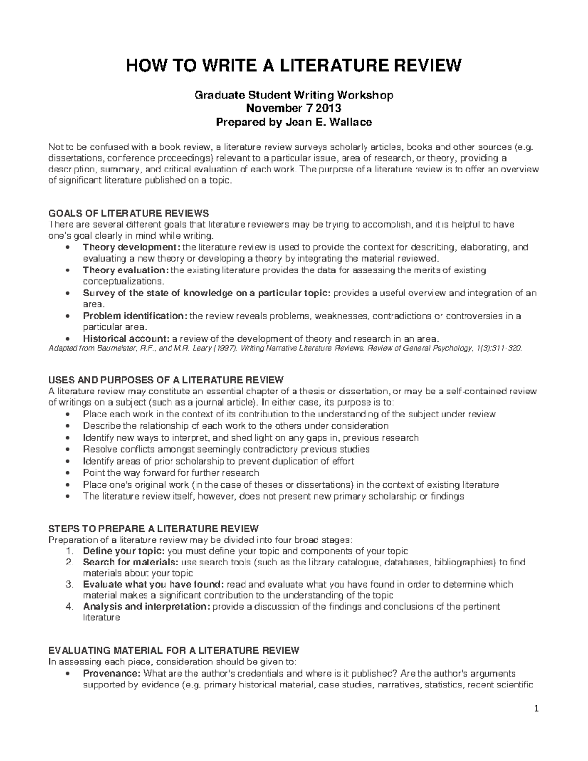 A Guideline on How to Write a Literature Review - 1 HOW TO WRITE A ...