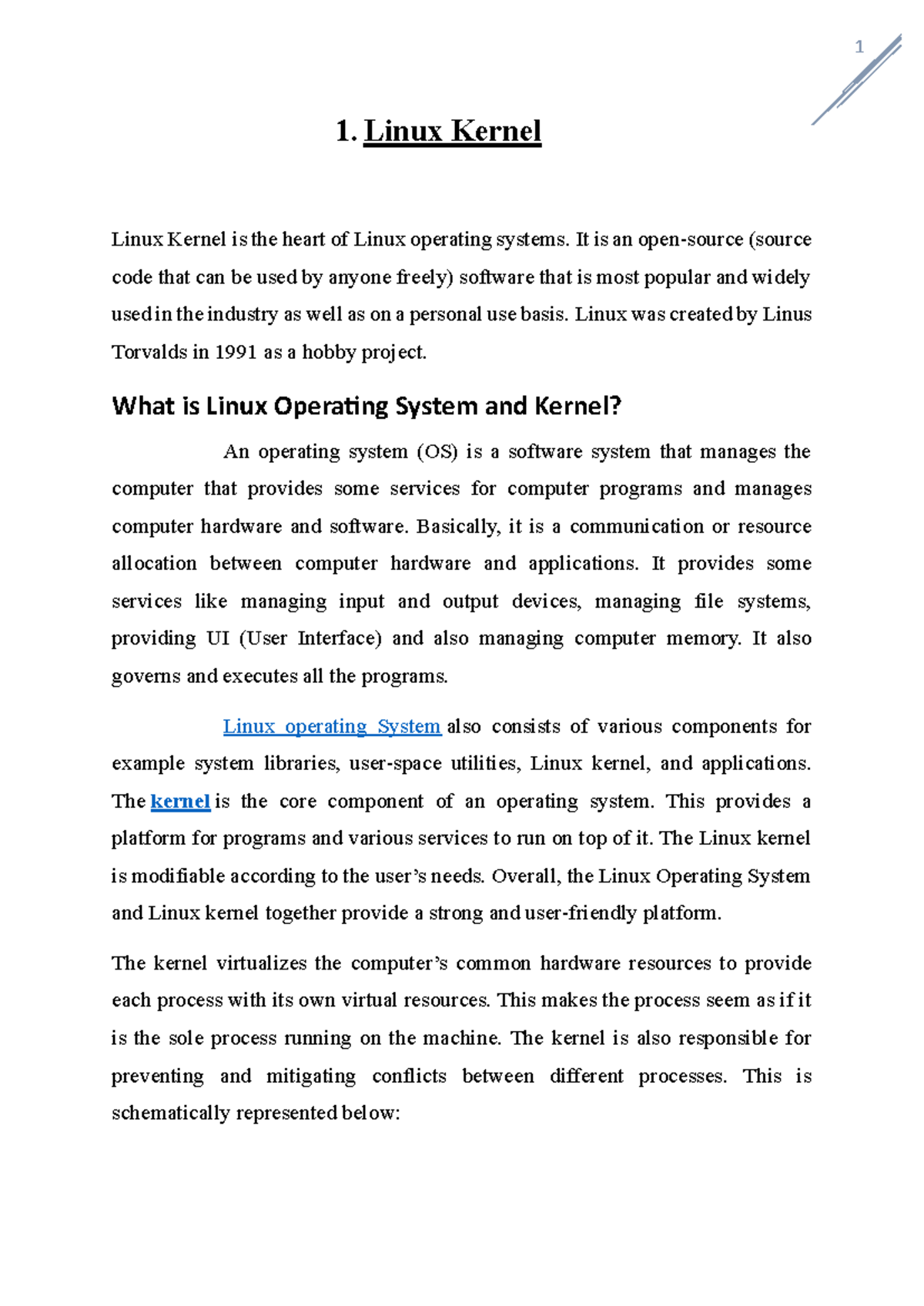 Linux Architecture Kernel 1 Linux Kernel Linux Kernel Is The Heart Of Linux Operating Systems