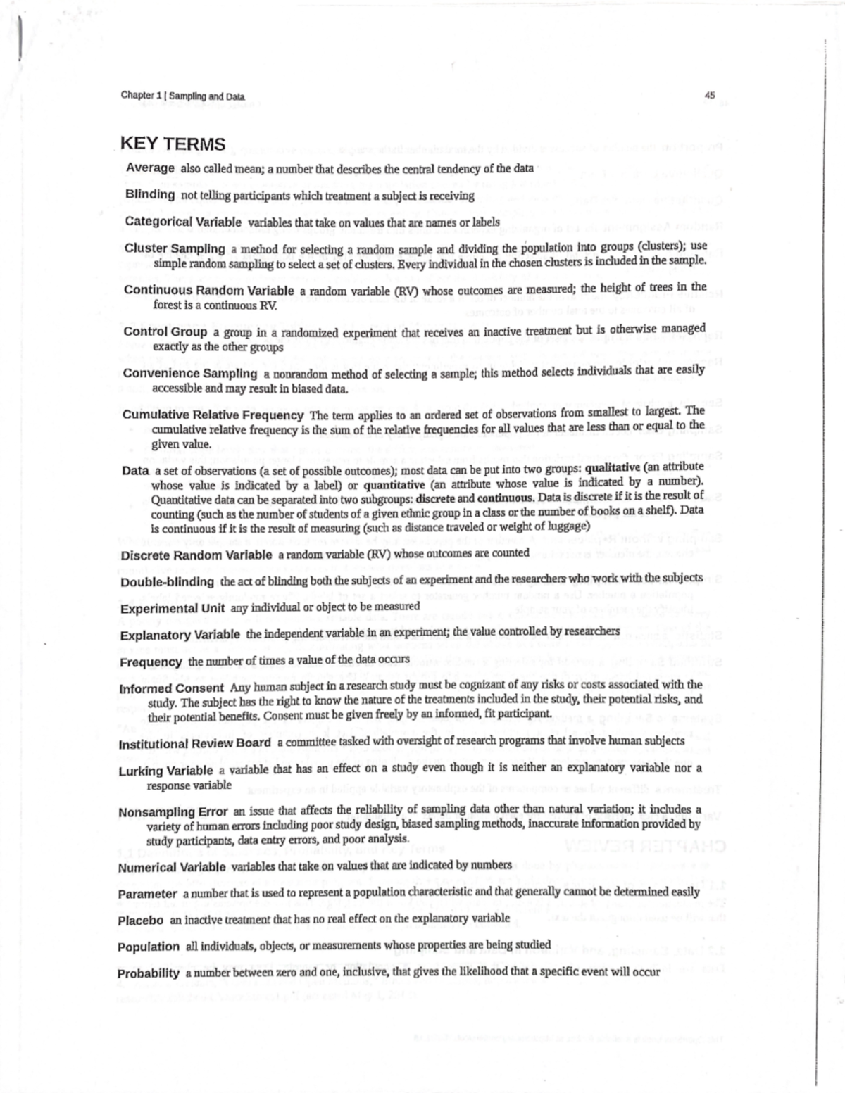 Stats key terms - David Bosworth - MA108 - Studocu