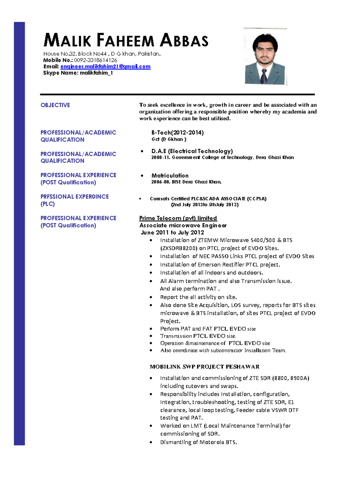 Malik faheem cv - Please give as much additional information as ...