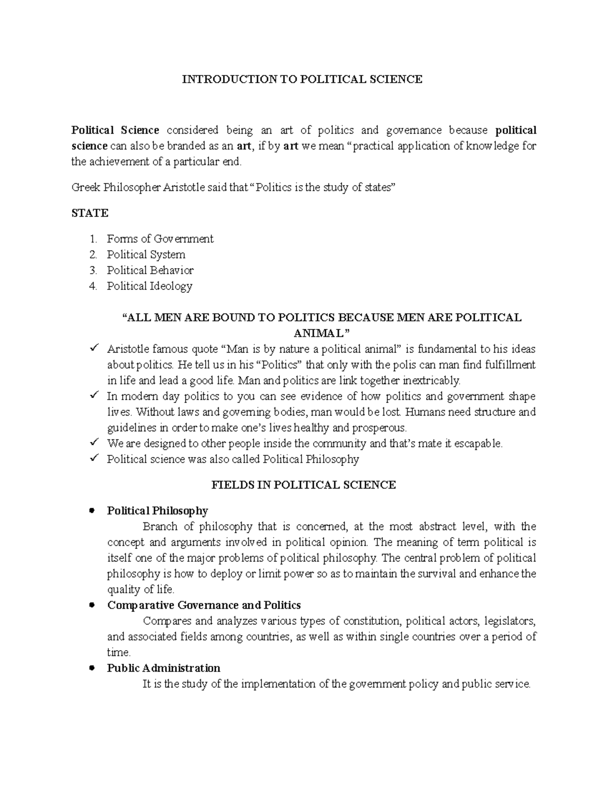 Introduction TO Political Science (Political Science) - INTRODUCTION TO ...