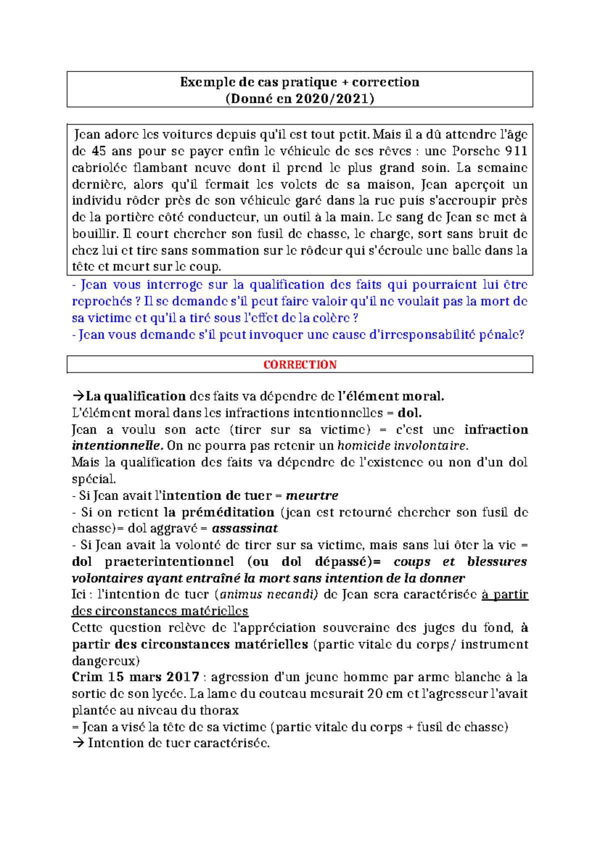 Exemple de cas pratique et correction sem. 4 - Exemple de cas pratique ...