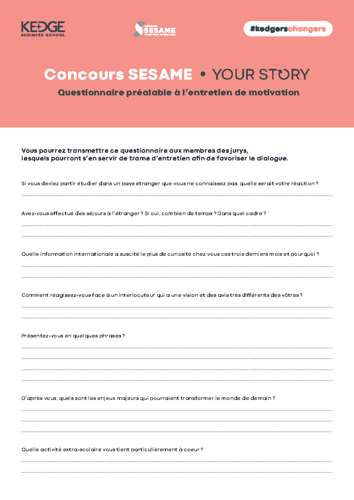 Questionnaire-admissibles-2023-sesame - Si vous deviez partir étudier ...