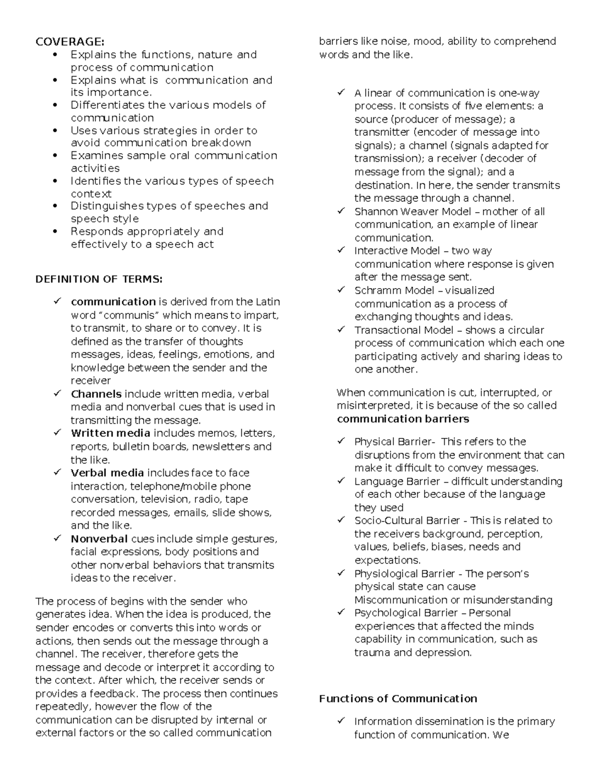 Coverage-ORAL-COM - Coverage - COVERAGE: Explains the functions, nature ...