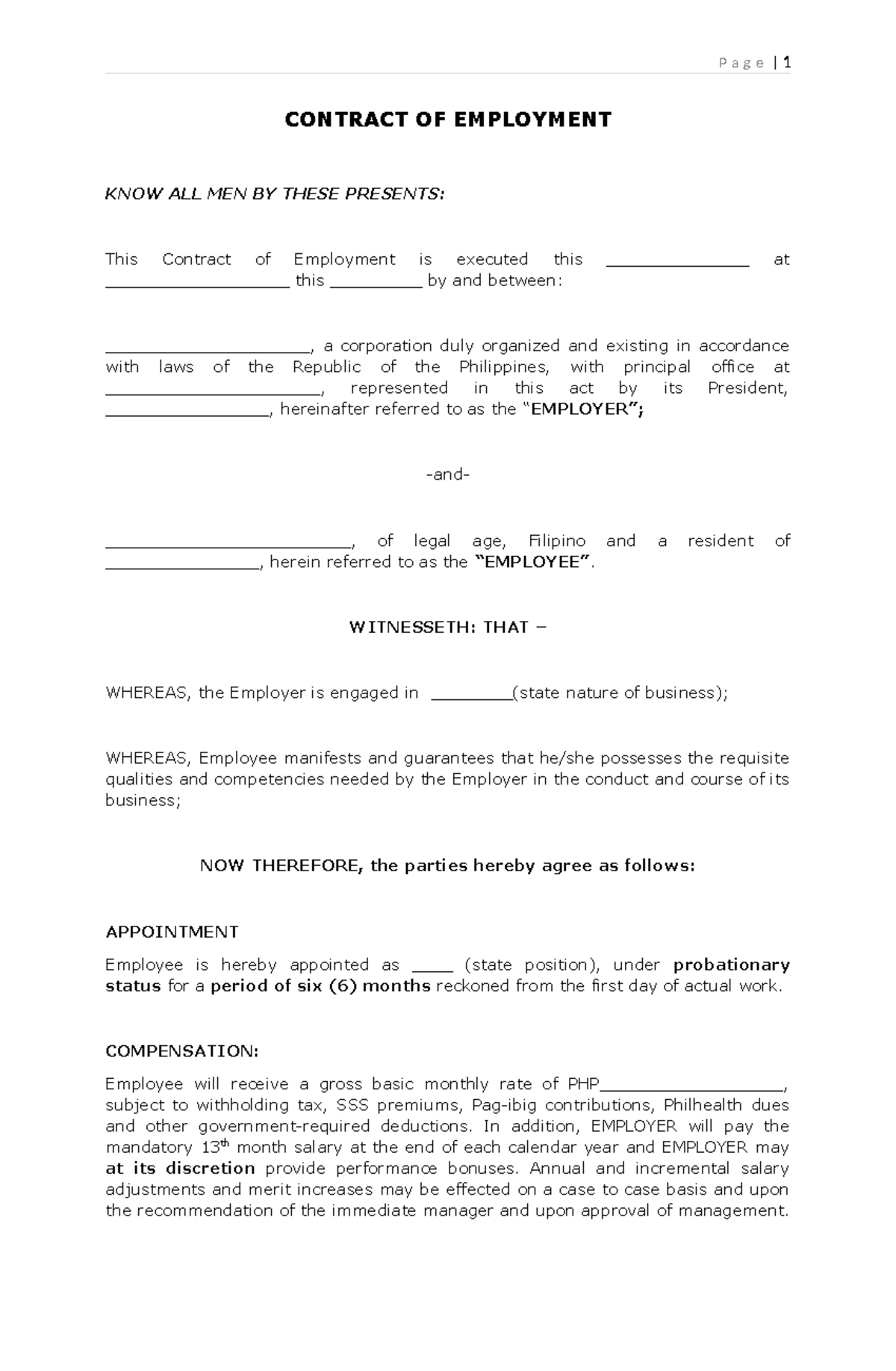 Contract of Employment (Local) - CONTRACT OF EMPLOYMENT KNOW ALL MEN BY ...
