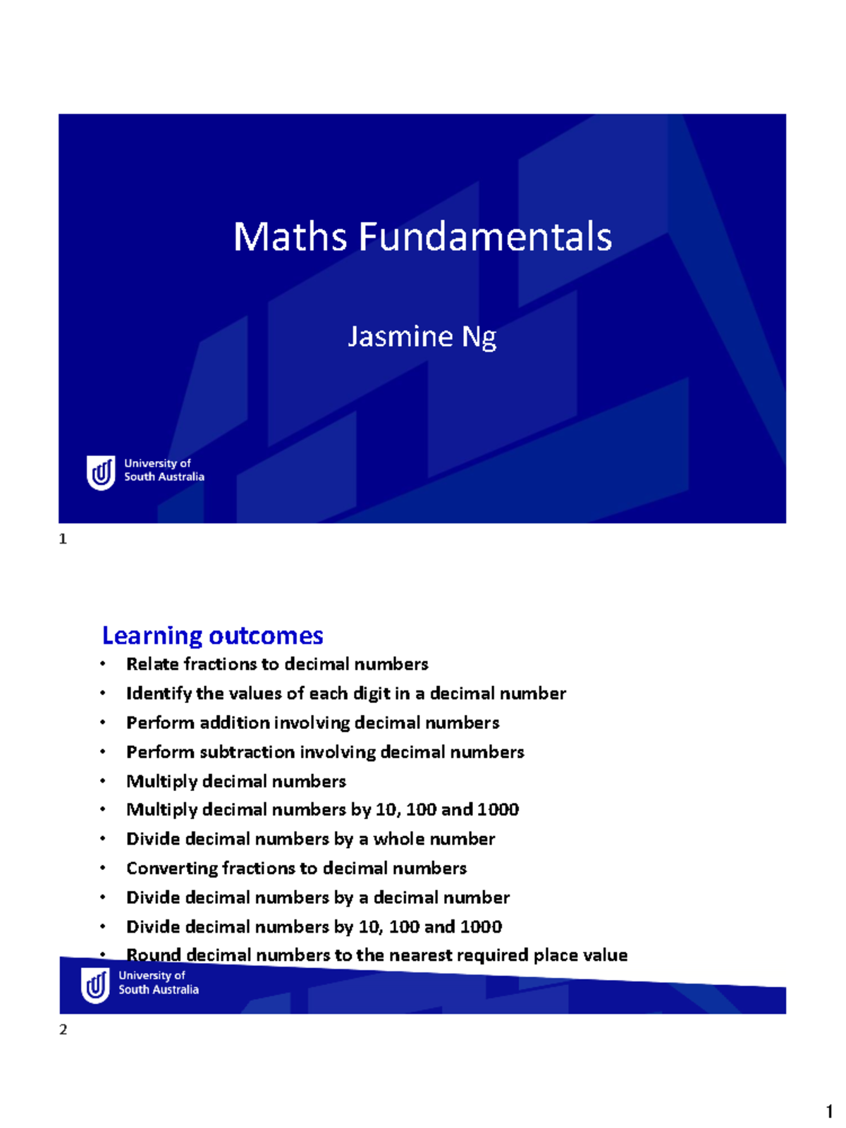 Lecture Decimals - Week 6 Content - Maths Fundamentals Jasmine Ng ...