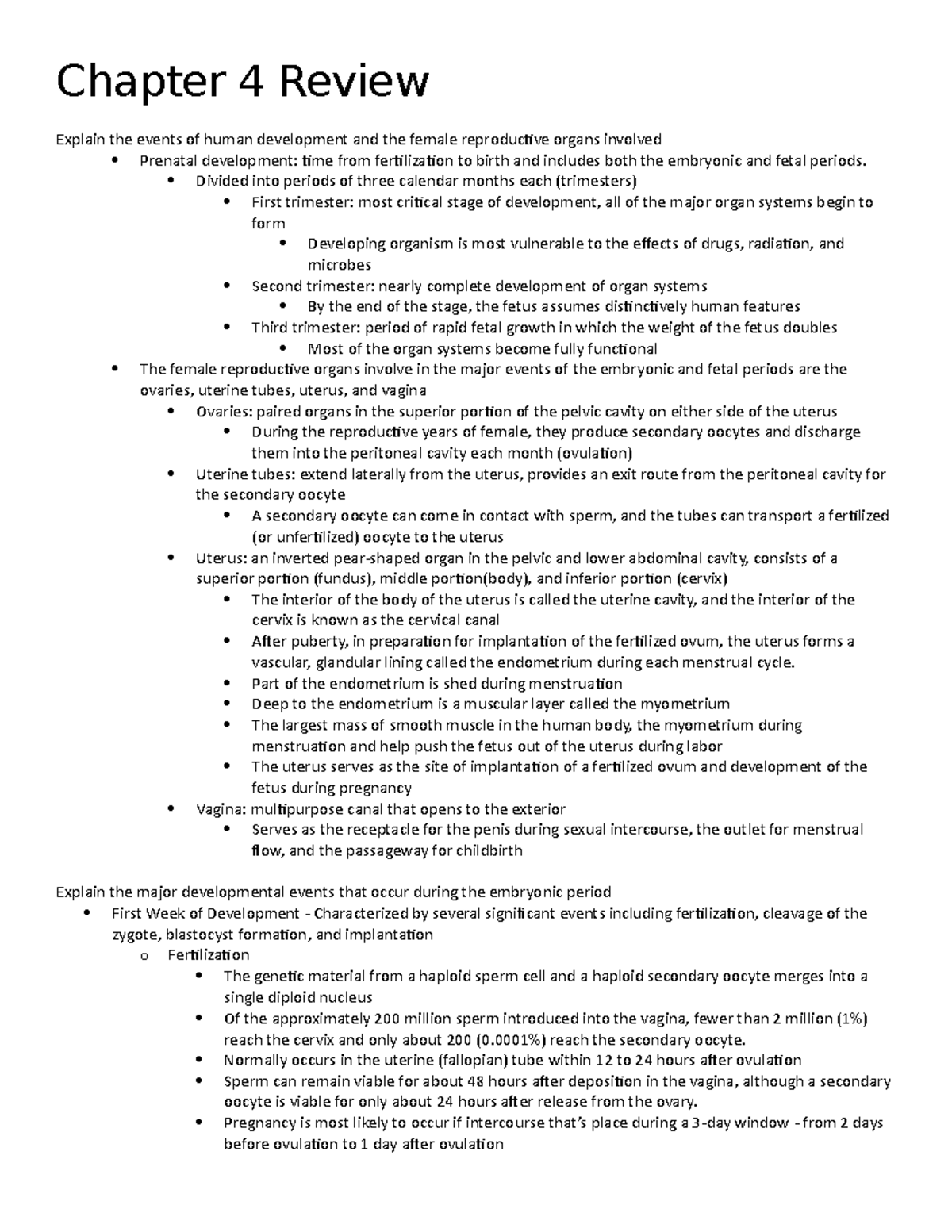 Chapter 4 Review - Lecture notes 1 - Chapter 4 Review Explain the ...