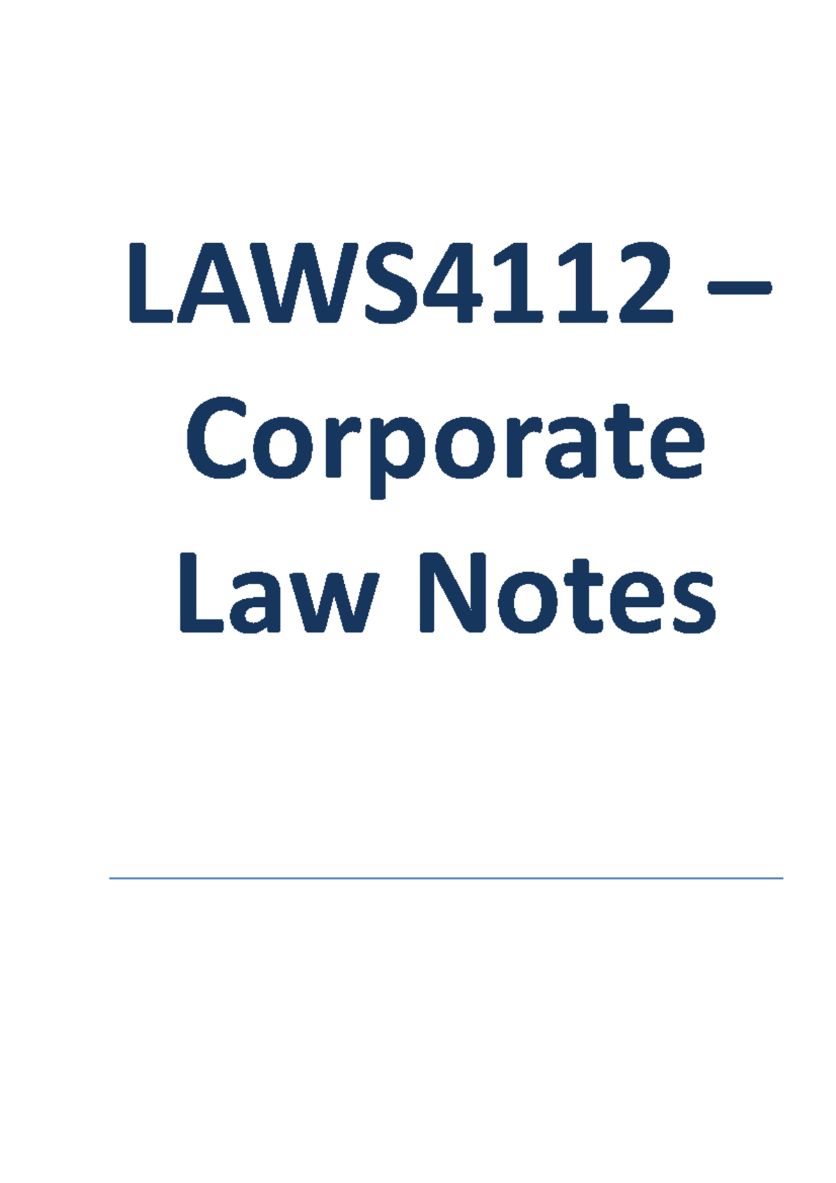 LAWS4112 – Corporate Law Notes - LAWS4112 – Corporate Law Notes ...