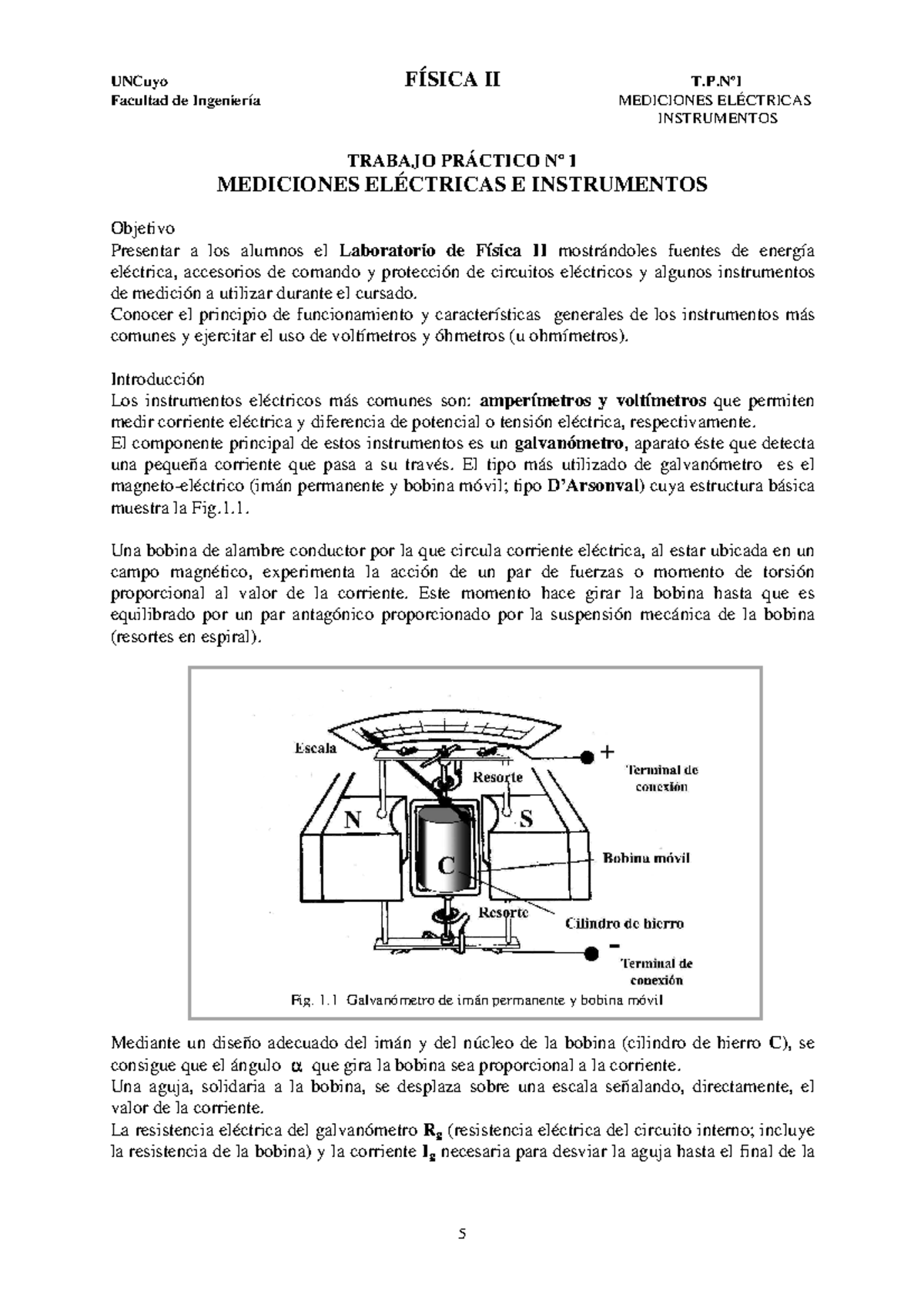 Laboratorio de mediciones Electricas Trabajos Practicos - UNCuyo FÍSICA II T.Pº Facultad de ...