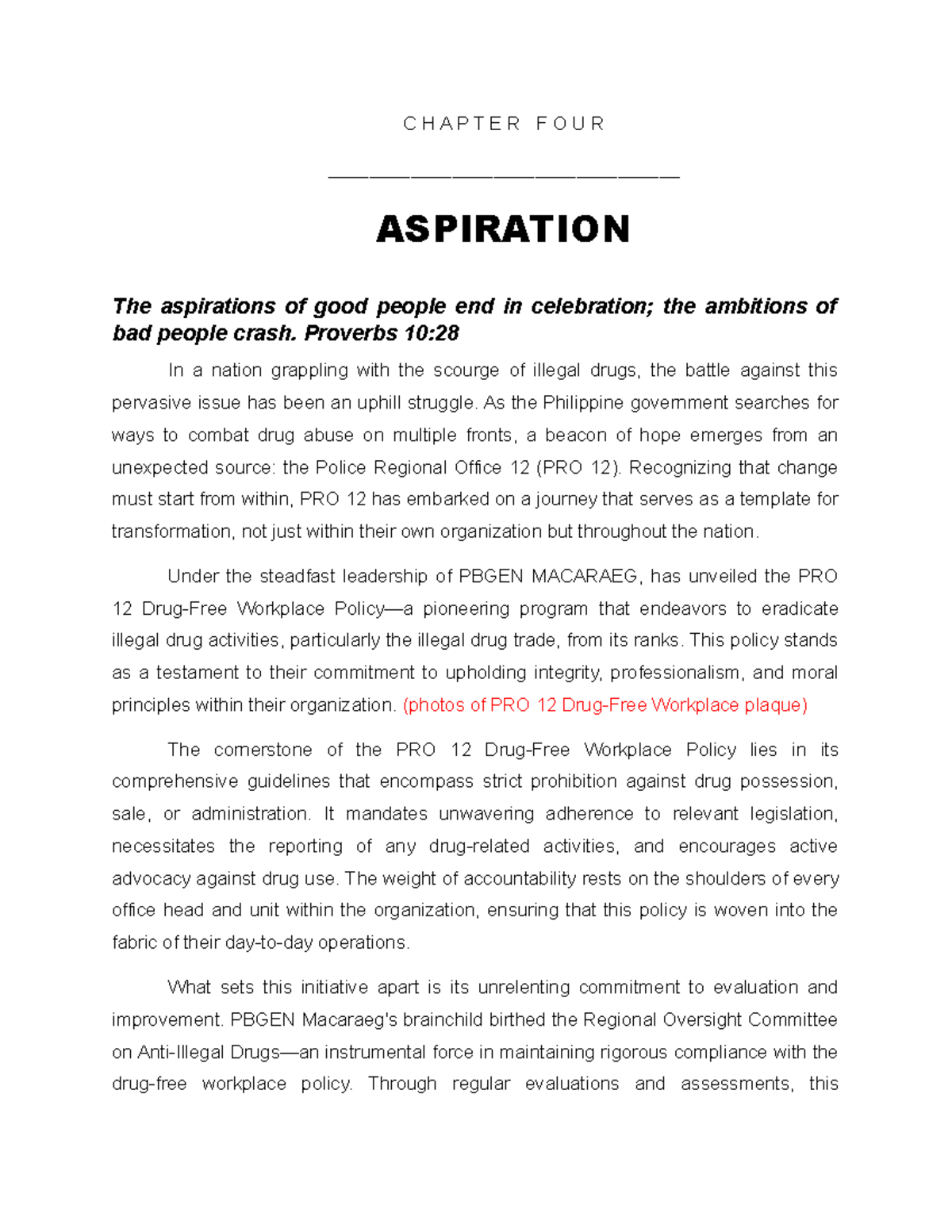 C H A P T E R F O U R - Aspiration - C H A P T E R F O U R