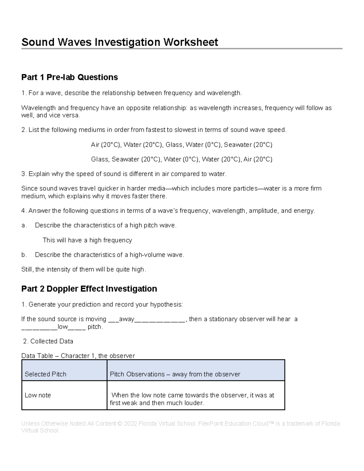 3.02 - Sound Waves - Sound Waves Investigation Worksheet Part 1 Pre-lab ...