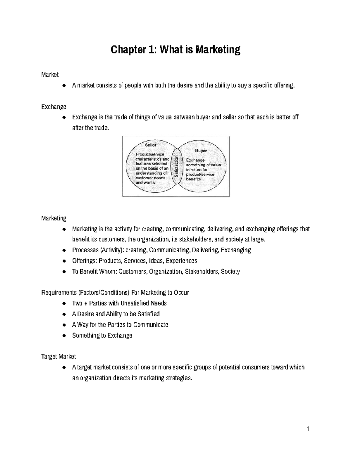 Chapter 1 What is Marketing - Chapter 1: What is Marketing Market A ...