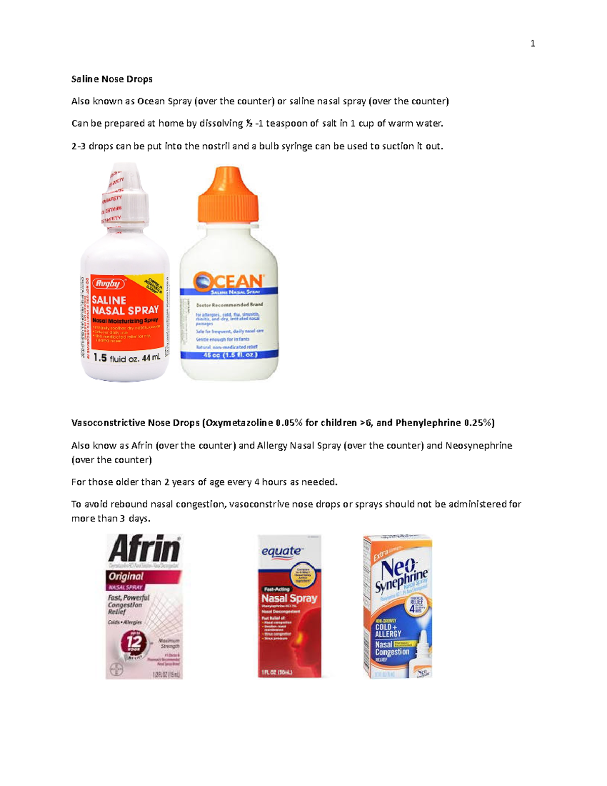 Respiratory Med Sheet - Study material - Saline Nose Drops Also known ...
