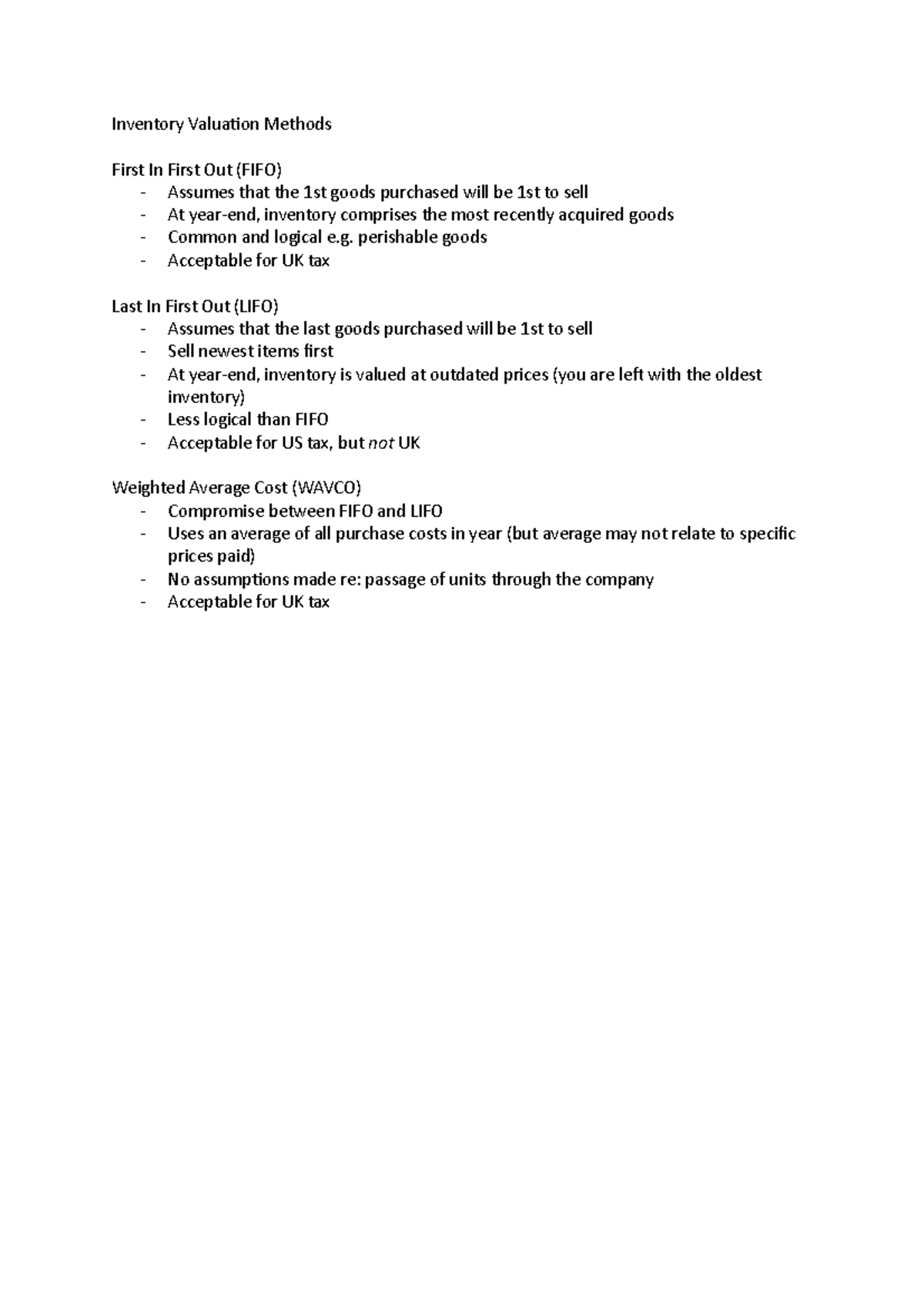 Inventory Valuation Methods - Inventory Valuation Methods First In ...