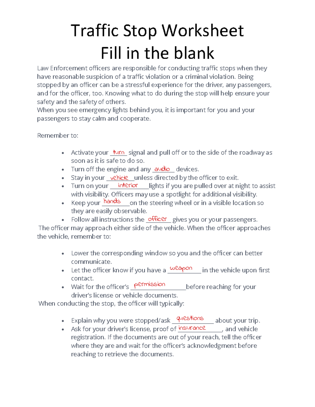 Kami Export - Sydnee Motes - traffic stop worksheet.docx - Traffic Stop ...