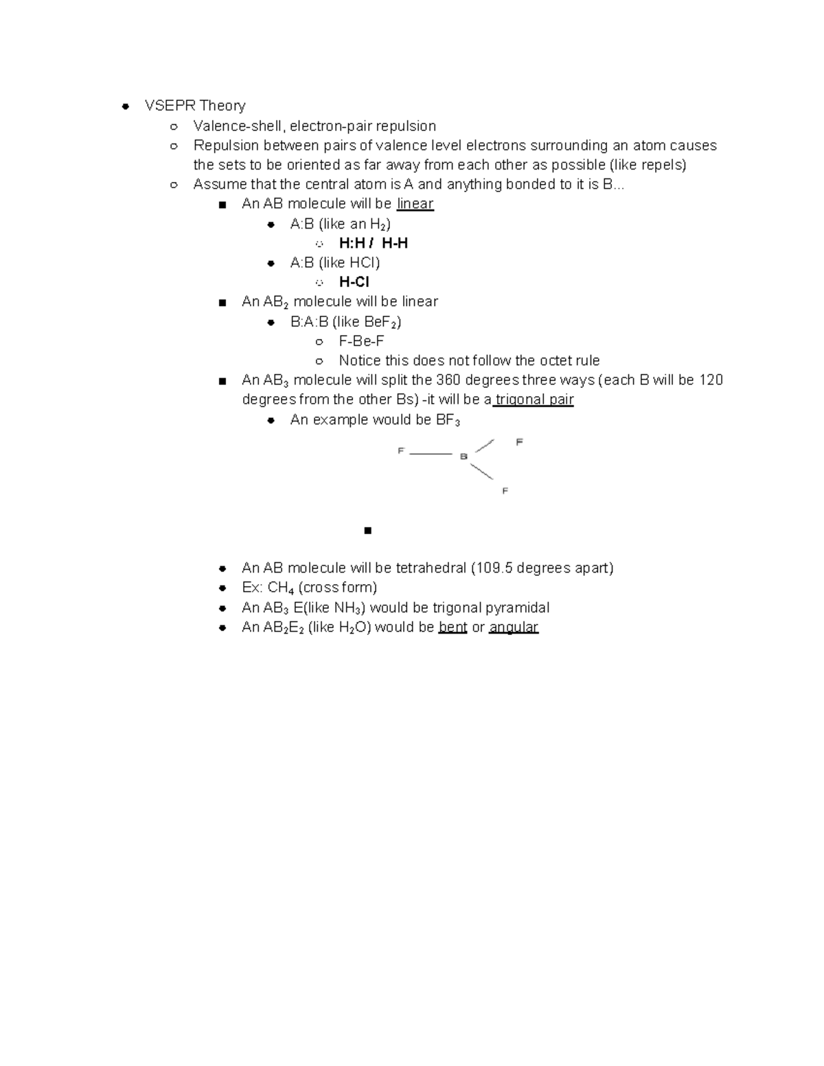 Vsepr - VSEPR Theory Valence-shell, electron-pair repulsion Repulsion ...