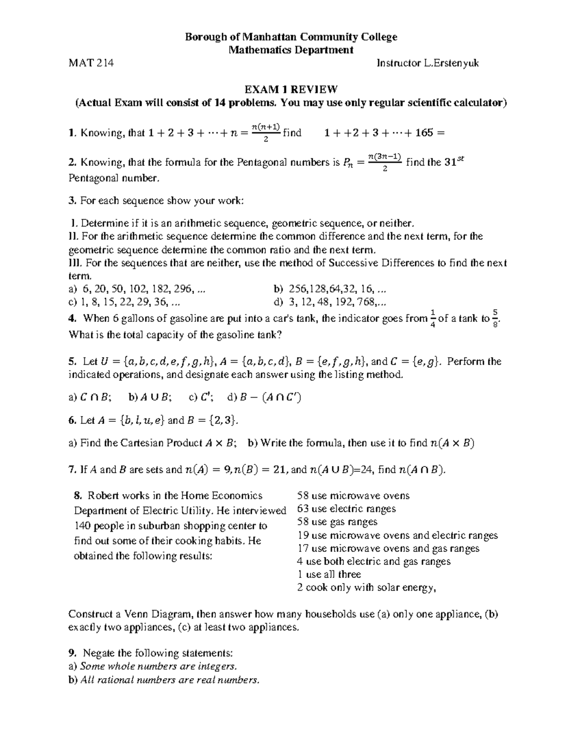 MAT 214-Exam 1Review'Sp'17 - Borough of Manhattan Community College ...