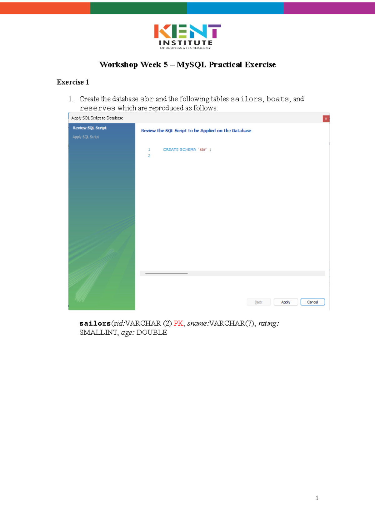 DBFN212-Workshop - Week 5 - T1 - 2023 - Workshop Week 5 – MySQL Practical Exercise Exercise 1 ...