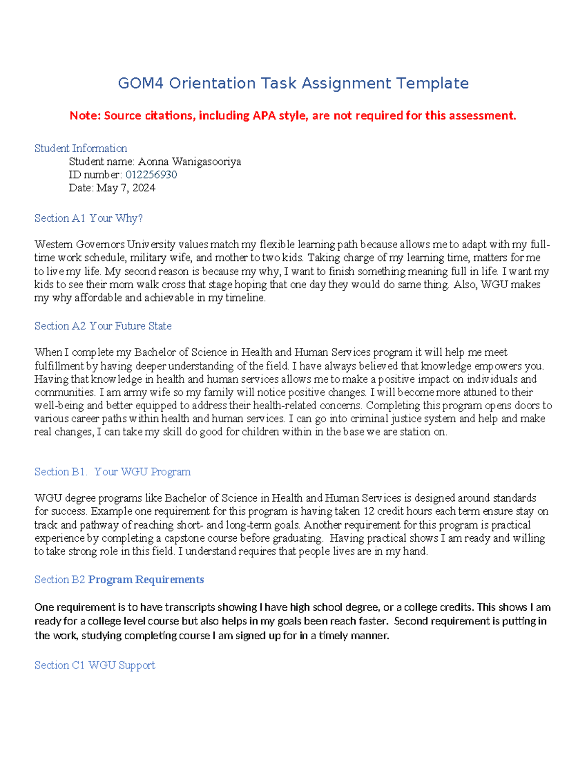 Orientation Task Completed Attempt 2 - GOM4 Orientation Task Assignment Template Note: Source ...