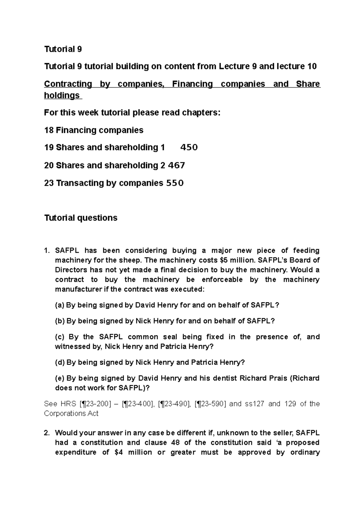 2020 Tutorial 9 - Tutorial 9 Tutorial 9 tutorial building on content ...