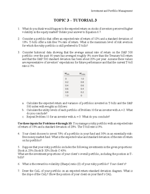 Tutorial 2 - hdhsj - Investment and Portfolio Management TOPIC 2 3 ...