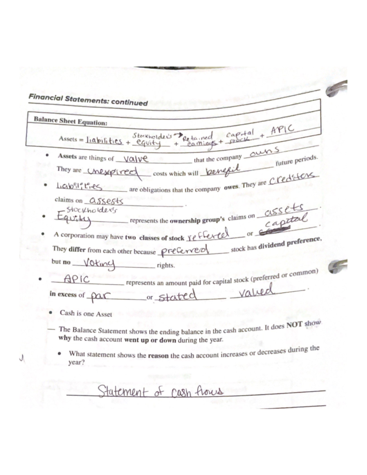 Financial Statements - Studocu