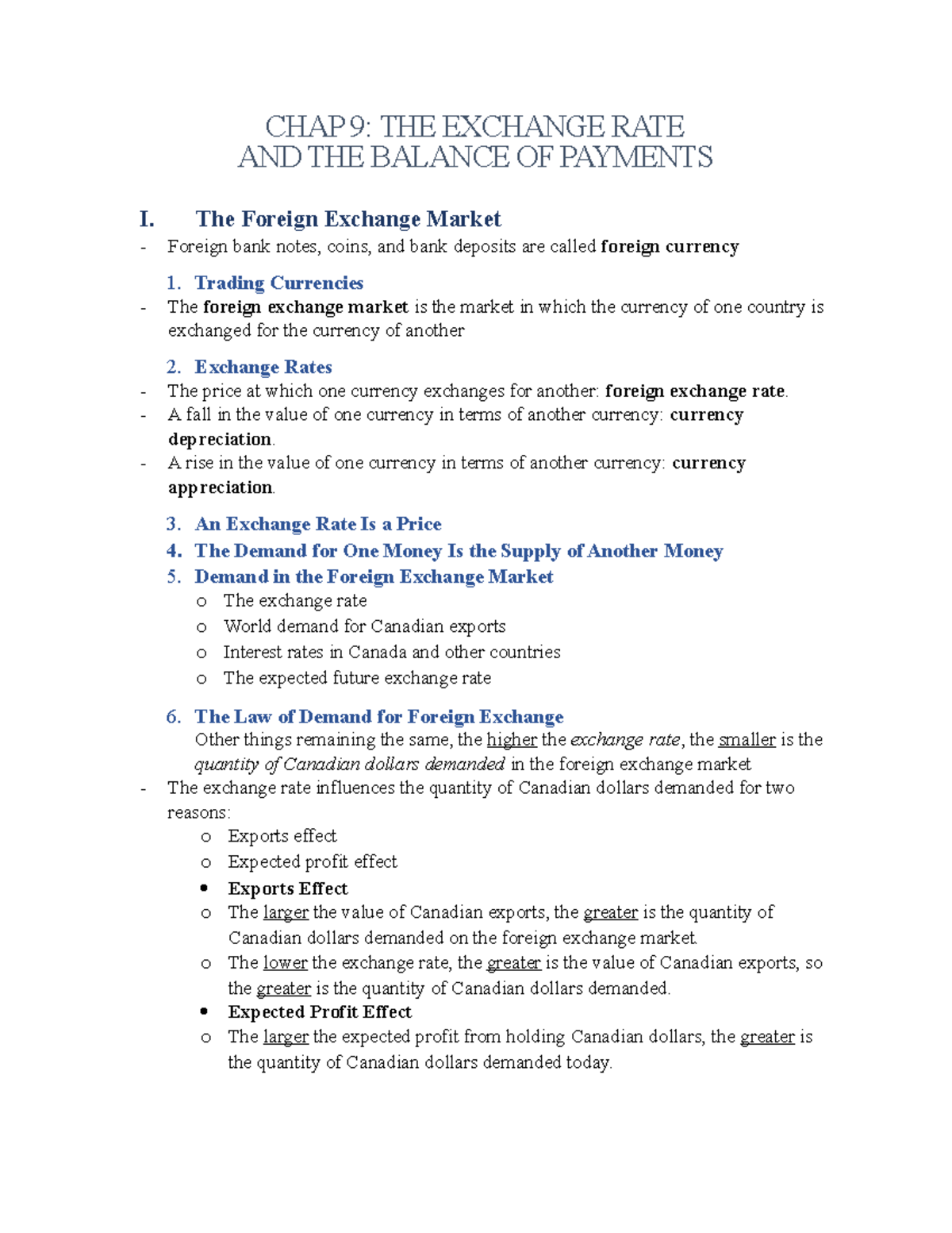 Chap 9: THE EXCHANGE RATE AND THE BALANCE OF PAYMENTS - The Foreign ...