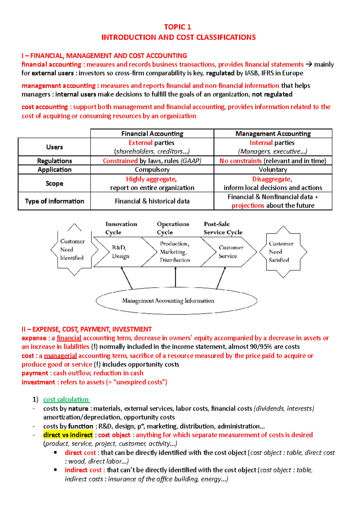 Topic 1 - TOPIC 1 INTRODUCTION AND COST CLASSIFICATIONS I – FINANCIAL ...