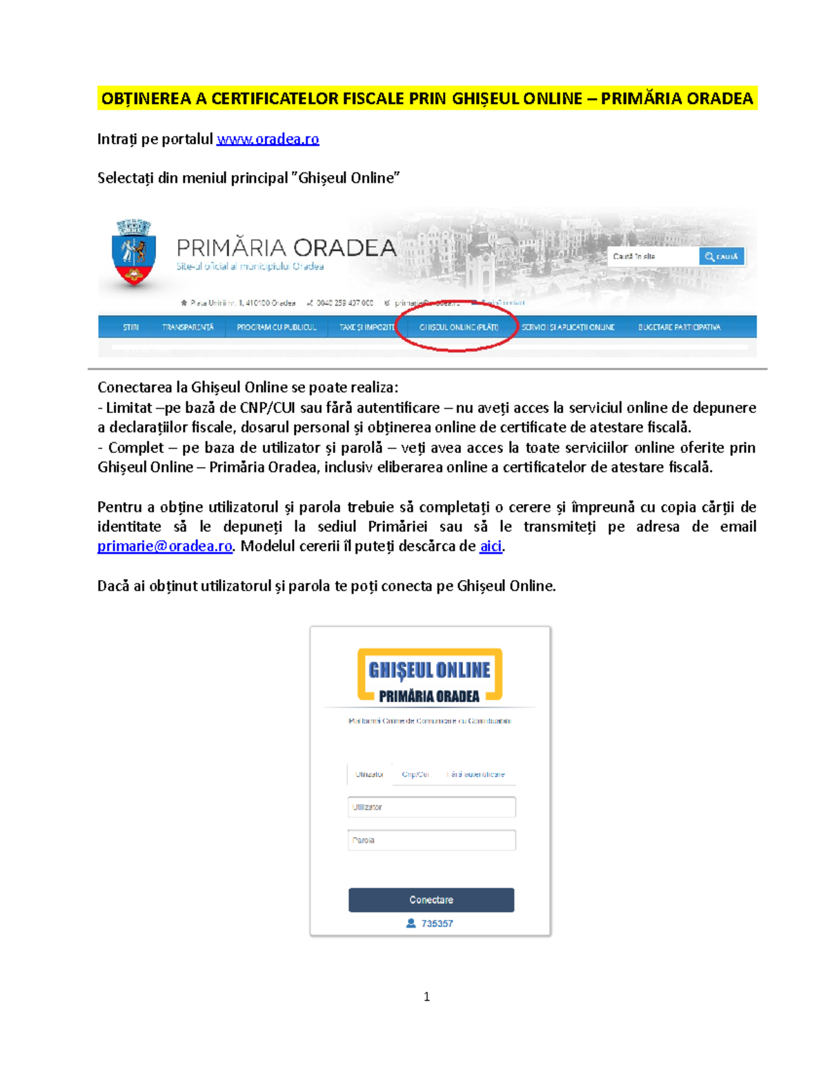 GHID eliberare certificat fiscal online - OBȚINEREA A CERTIFICATELOR ...