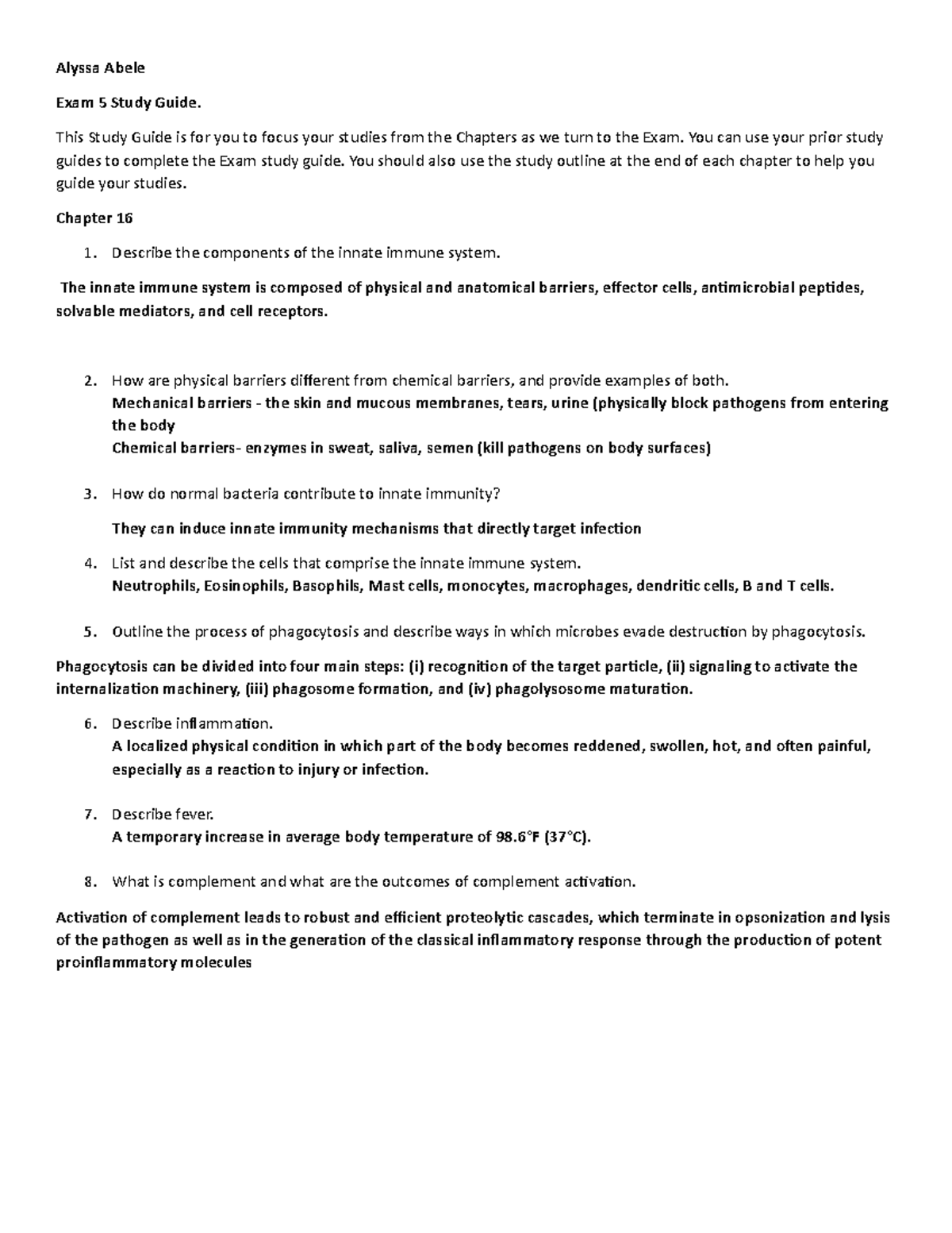 Microbiology Unit 5 Exam Study Guide - Alyssa Abele Exam 5 Study Guide ...