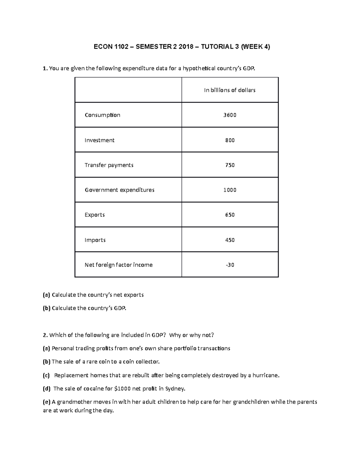 TUTE 3 - Week 4 - 2018 S2 - ECON 1102 – SEMESTER 2 2018 – TUTORIAL 3 ...